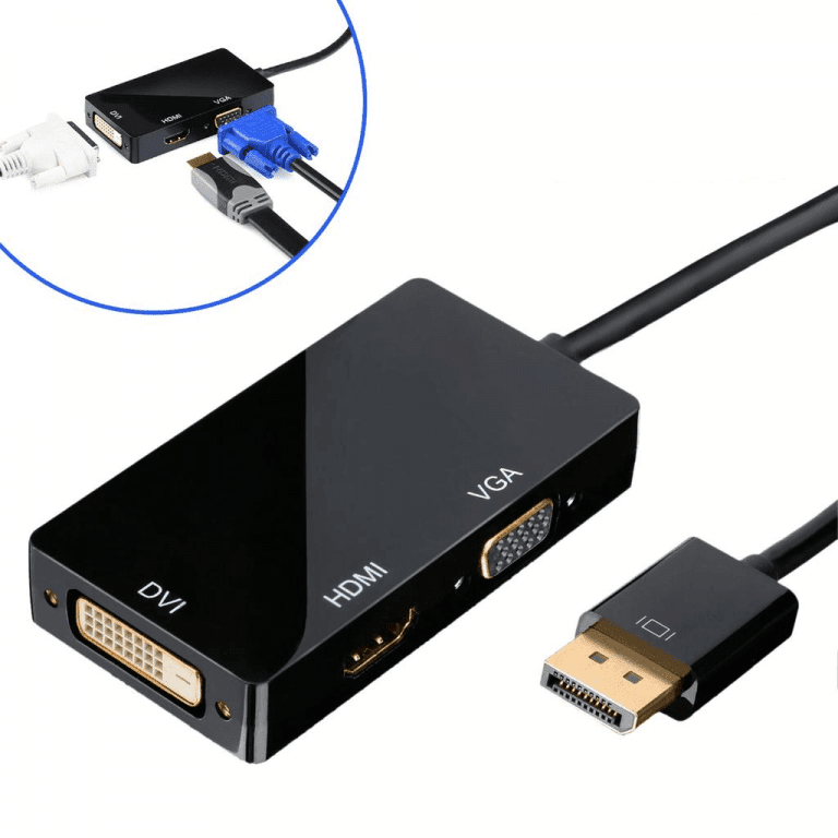 Adaptador 3 en 1 Displayport a HDMI VGA y DVI - Movicenter Panama